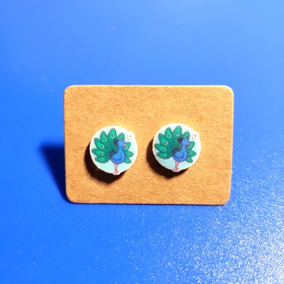 Jewelry | Peacock Acrylic Stud Earrings | Poshmark